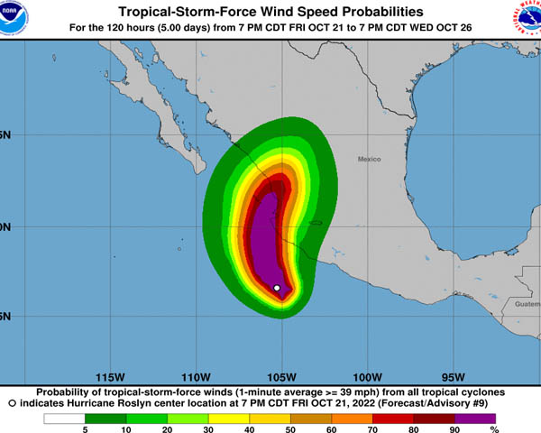 Roslyn evolucionó a huracán categoría 1 en la escala Saffir-Simpson ...